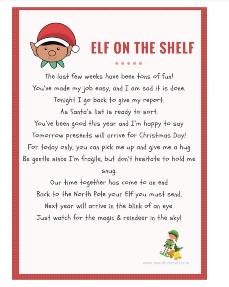 10 Free Elf On The Shelf Goodbye Letters To Make Saying Goodbye Easier ...